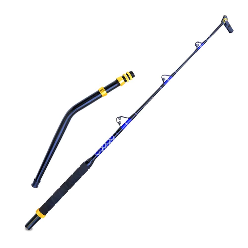 Topline Tackle 2-Pieces Deep Sea Fishing Rods, Topline Tackle Fishing Pole with 3+1 Roller Guides,Trolling Fishing Rod for Salt Water (5'6''/6’, 30-50lb/50-80lb/80-120lb)