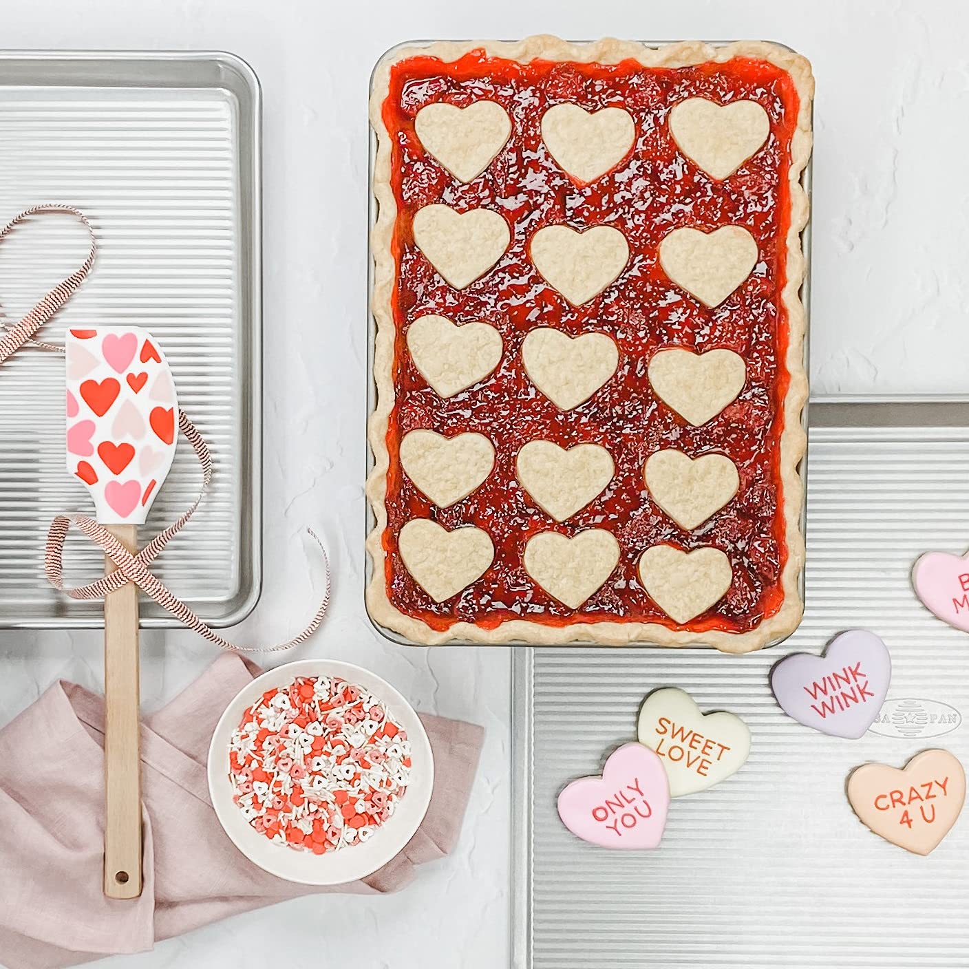 USA Pan Nonstick Quarter Sheet Pan Set of 2 and USA Pan Bakeware Half Sheet Pan Set of 2, Aluminized Steel