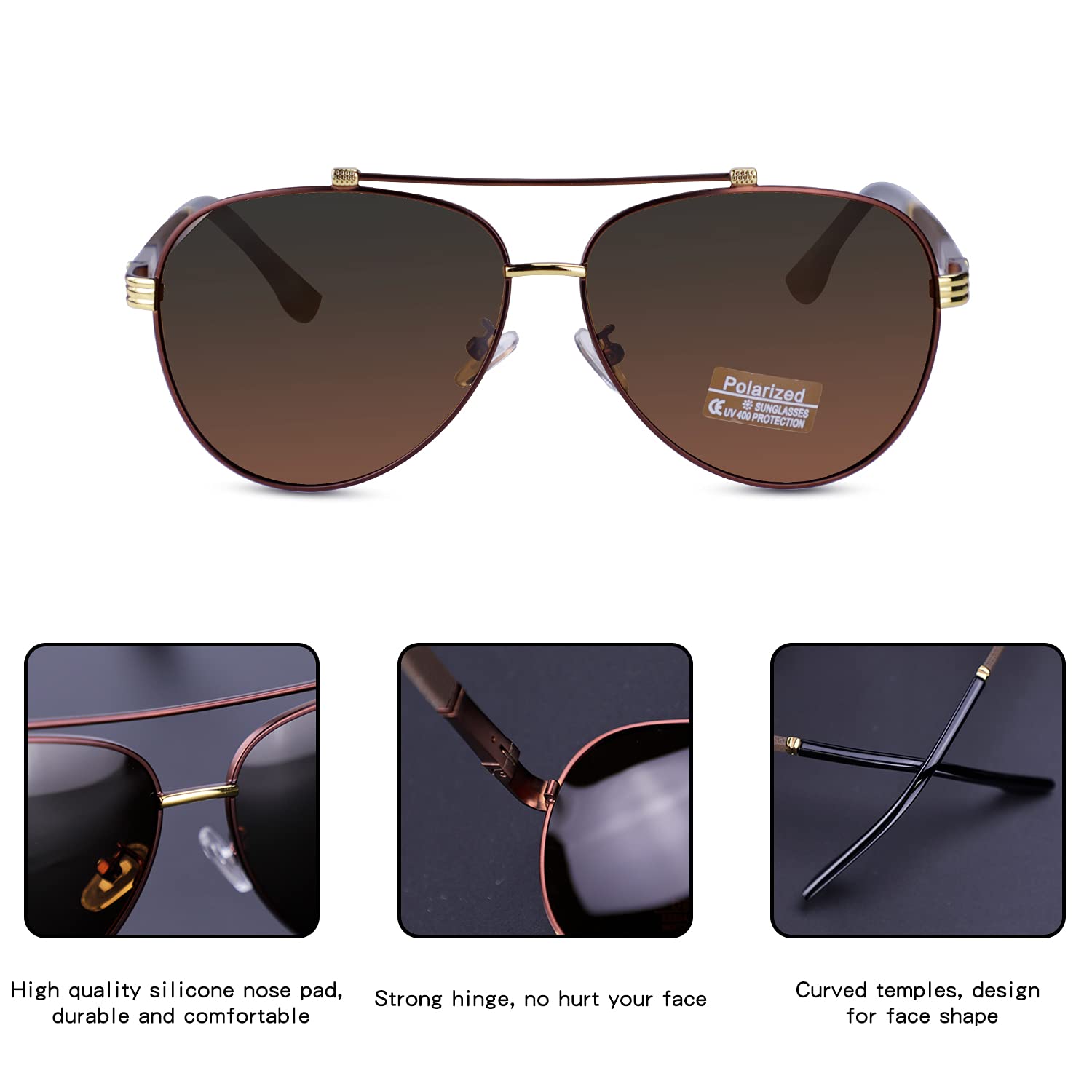 onlyamazing Aviator Sunglasses for Men Women Polarized Driving UV 400 Protection with Case