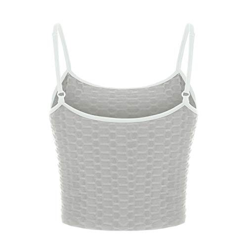 wodceeke Women's Honeycomb Breathable Lightweight Yoga Vest Solid Color Sling Tank Tops Summer Sweatshirt (Gray, M)