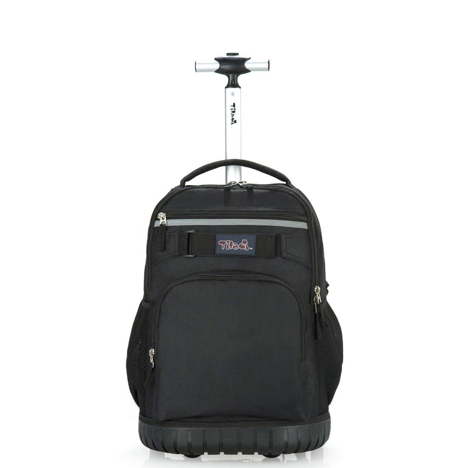 Tilami Unisex-Children Wheeled Rolling Backpack for Laptop, School, College and Travel - Waterproof - 18inch - Black