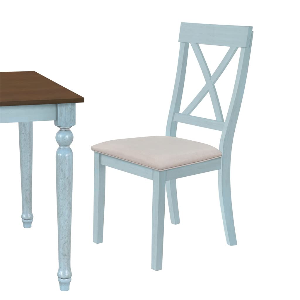 MJWDP 6 Piece Wooden Kitchen Dining Table Set with 1 Bench and 4 Upholstered Chairs, Light Green