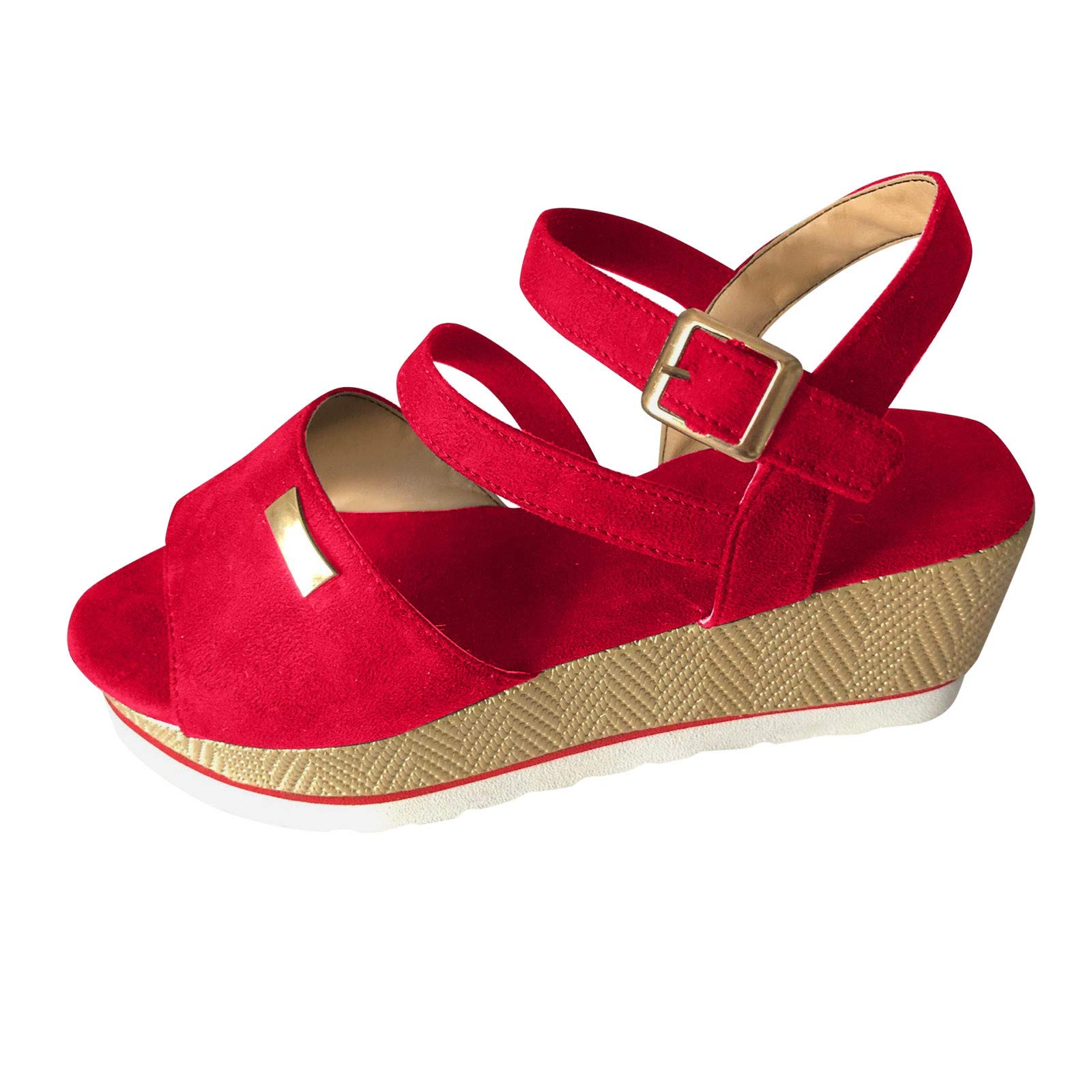 SmallYin Women's Espadrilles Sandals Open Toe Ankle Strap Flatform Platform Wedge Sandals Summer High Heel Sandals