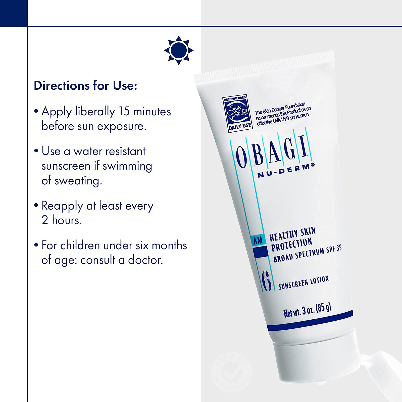 Obagi Medical Nu-Derm Healthy Skin Protection Broad Spectrum SPF 35 Sunscreen, 3 oz. Pack of 1