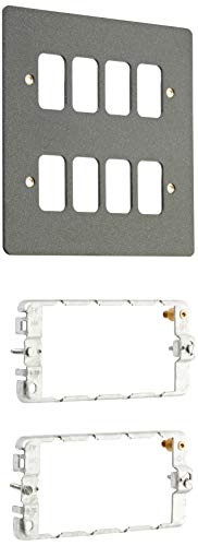 MK Edge K14348LBK 8-Module Grid Frontplate - Lustrous Black