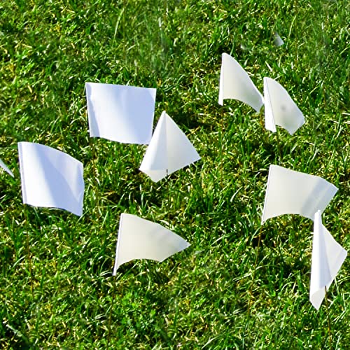 Zozen 100Pack Marking Flags, White Marker Flags - 15x4x5in, Lawn Flags, Landscape Flgs, Marker Flags for Lawn, Survey Flags, Irrigation Flags, Match with for Distance Measuring Wheel.
