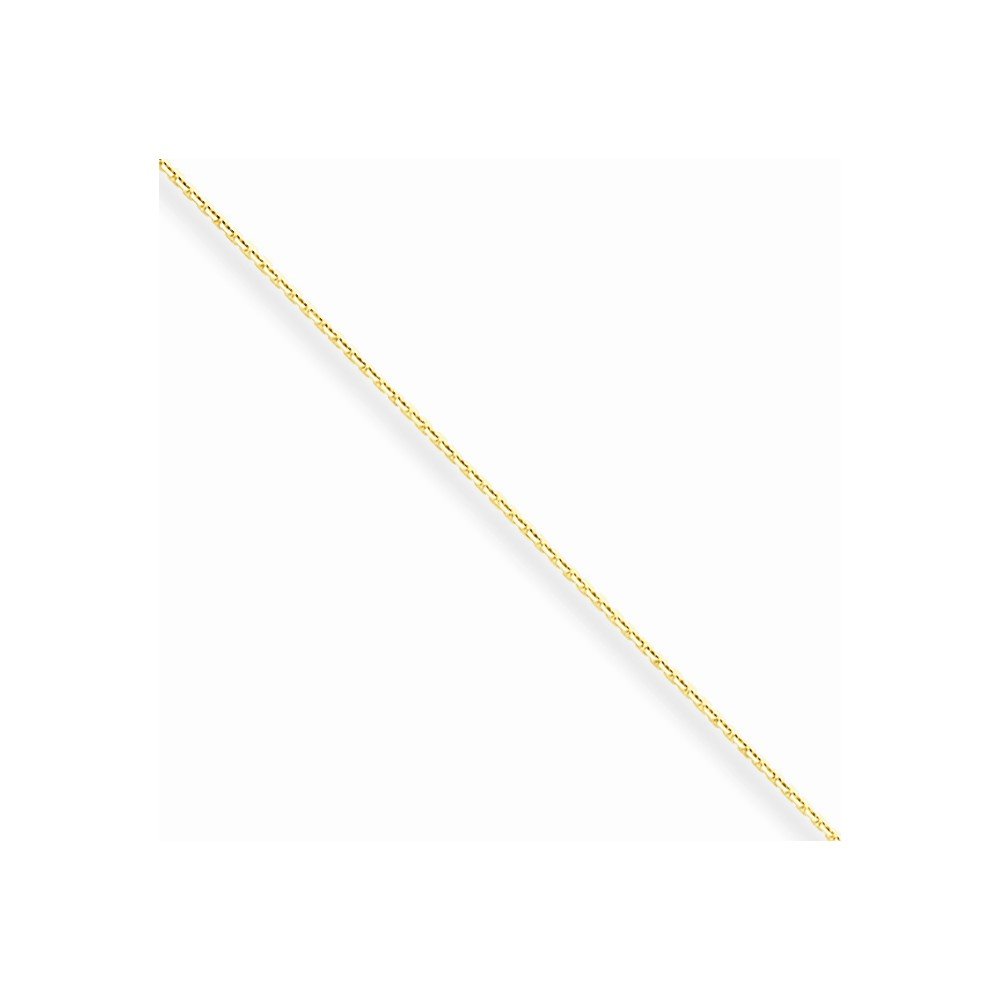 Nina's Jewelry Box 10k Yellow Gold 0.6mm Solid Diamond Cut Cable Chain Necklace 14 Inch