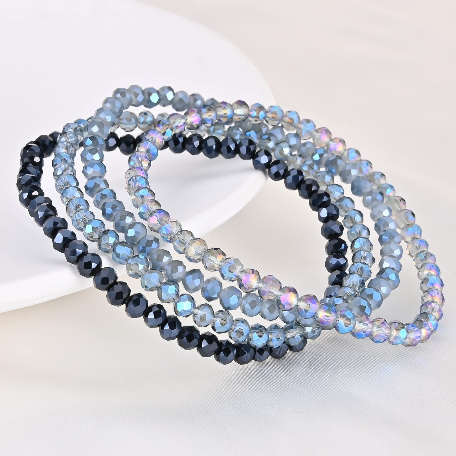 VONRU 9 Sets Crysal Bead Bracelets for Women Bohemain Stackable Bracelet Charm Mixed Color Handmade Strand Bracelet for Sisters Wife Daughter