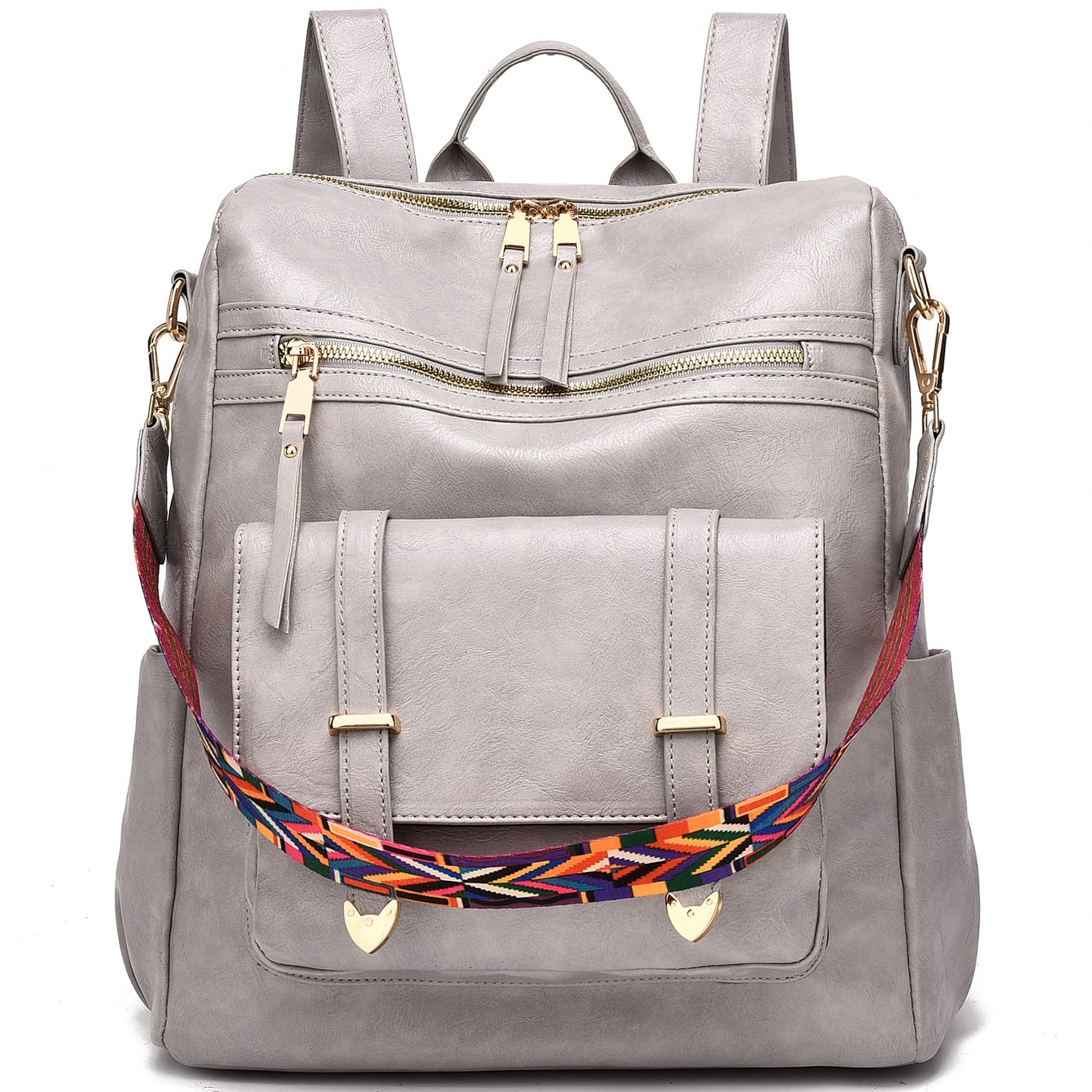 Women Fashion Backpack Purse Multipurpose Casual Shoulder Bag PU Leather Travel Bag for Ladies with Convertible Strap