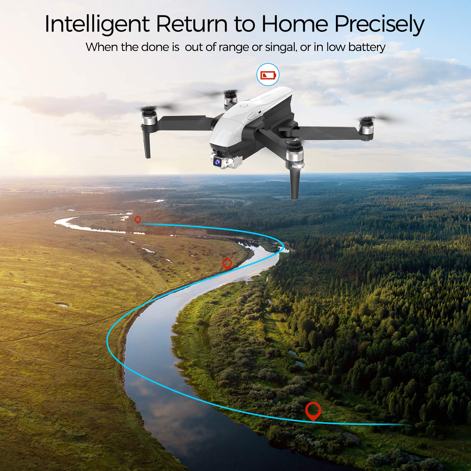 SIMREX X20 GPS Drone with 4K HD Camera 2-Axis Self stabilizing Gimbal 5G WiFi FPV Video RC Quadcopter Auto Return Home with Follow Me Altitude Hold Headless Brushless Motor Remote Control,White