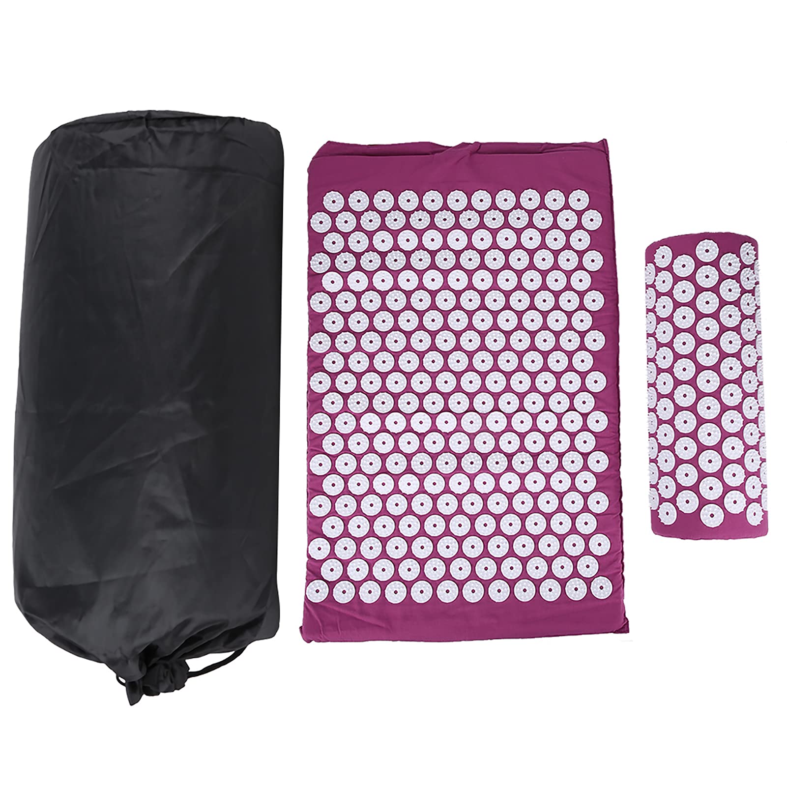 Vifemify Acupressure Cushion Pillow Set Acupuncture Massage Yoga mat Pain Relief with Tote Bag Convenient and Practical(Purple)