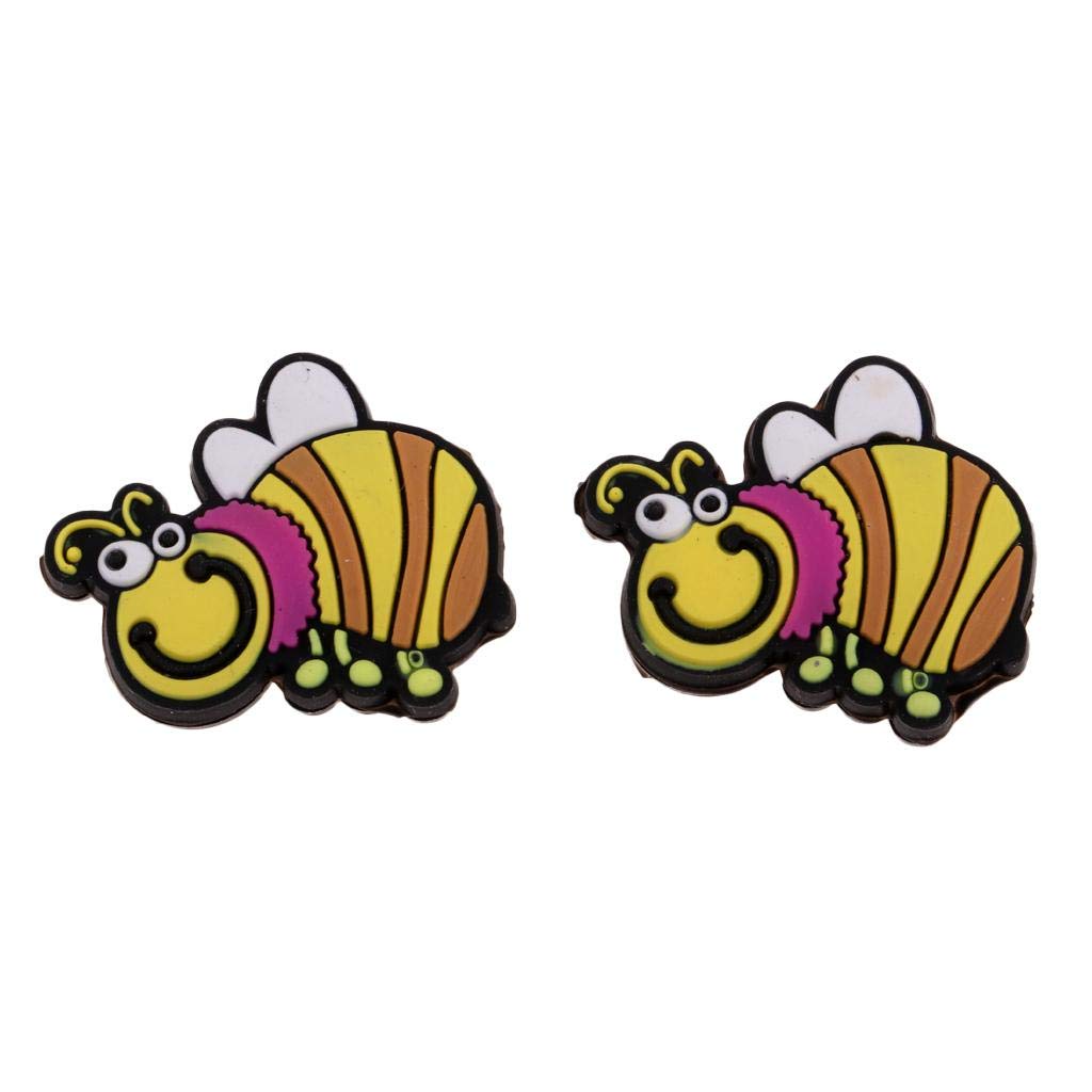 Simhoa 2pcs Silicone Tennis Racquet Vibration Dampener Cartoon Bee Turtle, Yellow Bee