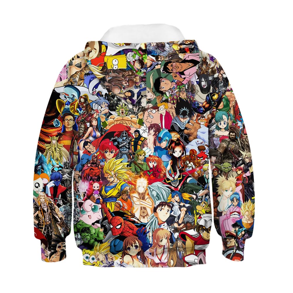 NEWCOSPLAY Boys Hoodies Hooded Sweatshirt 3D Novelty Pullover with Pocket for Girls Kids 6-14 Years(15-Light, Small)