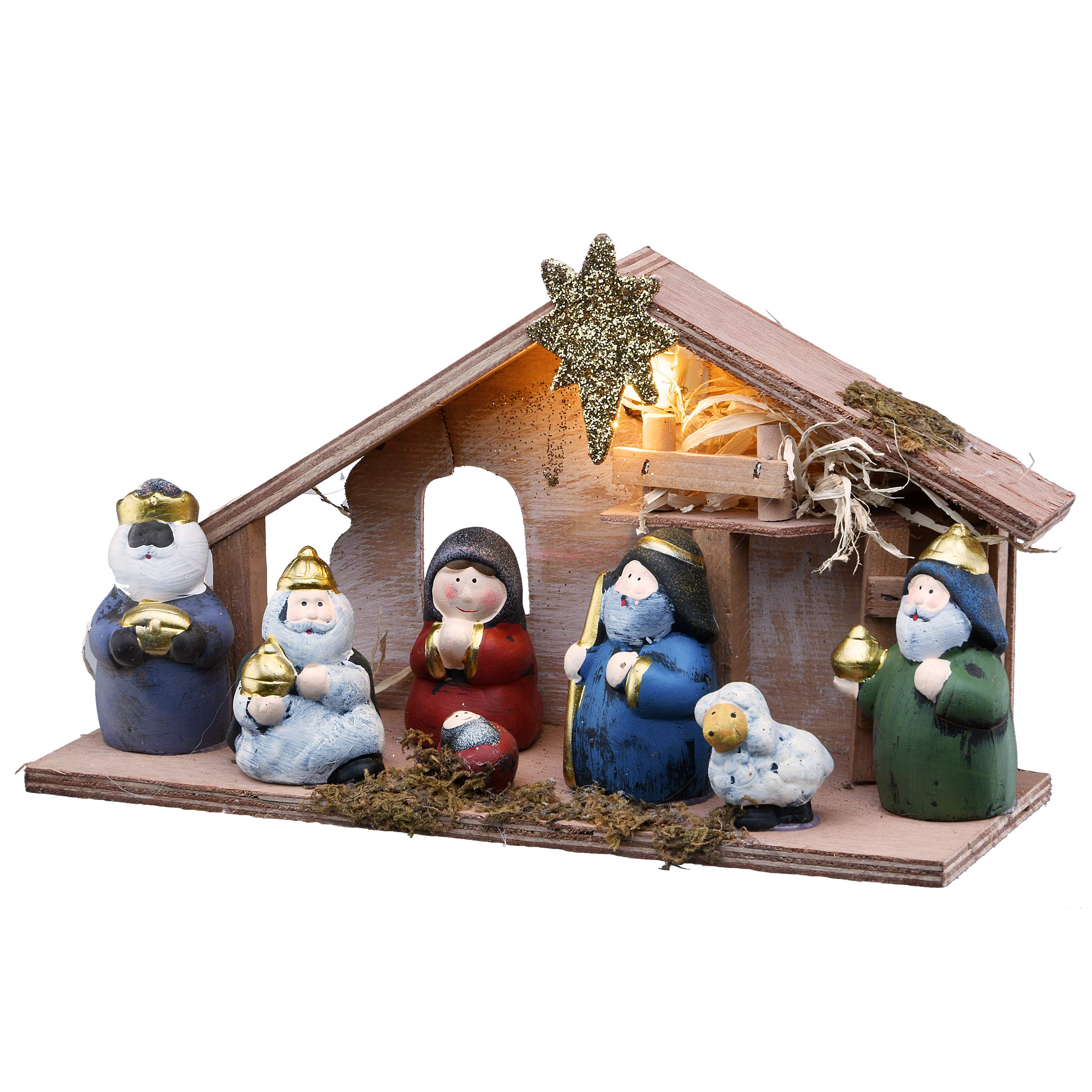 National Tree Company Nativity Set, 7 in, Brown