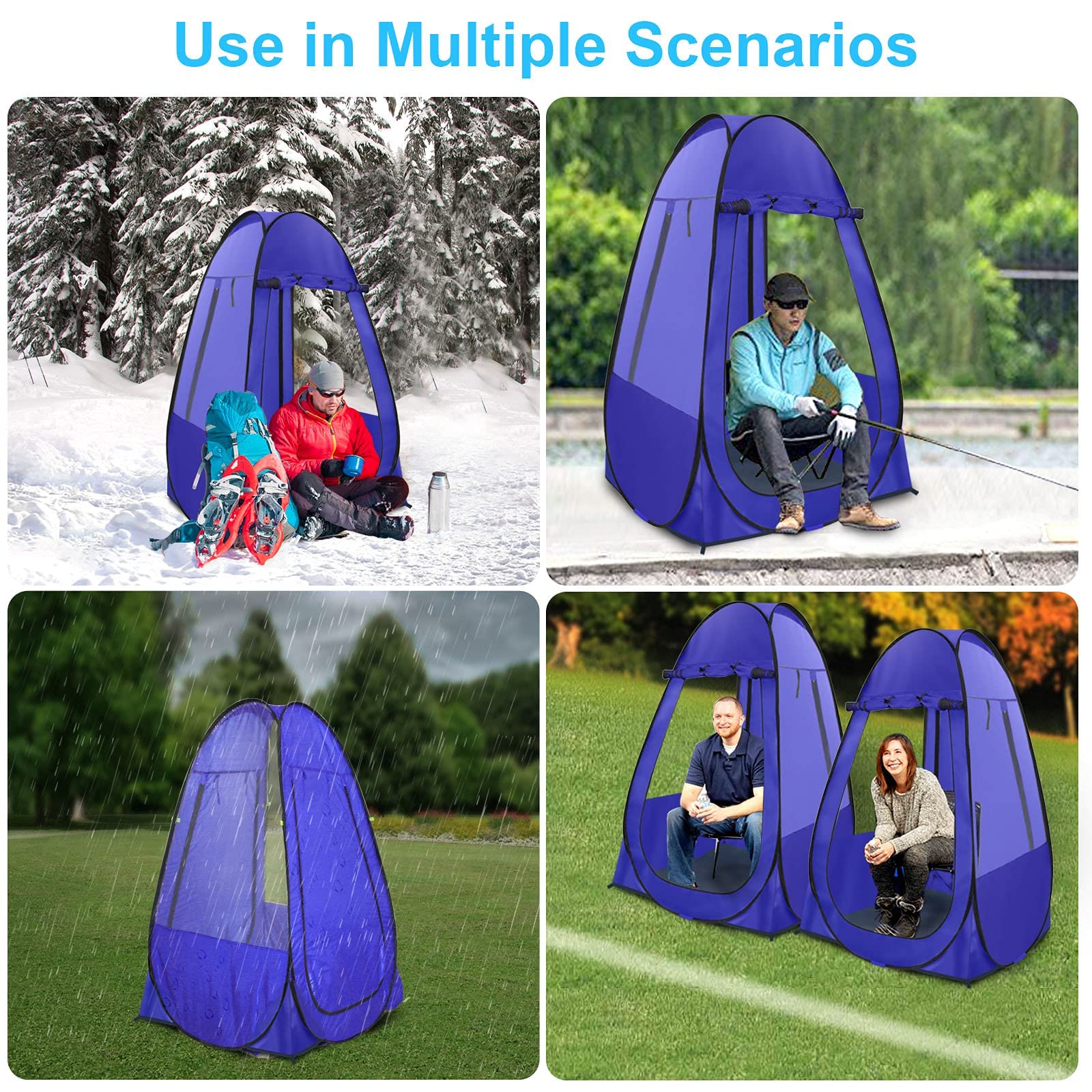 Single Pop Up Tent Pods Sports Fishing, Clear Rainproof Windproof Beach Tent for Wind and Rain in Chilly Weather,Lightweight and Sturdy, Easy Set Up, Outdoor Foldable
