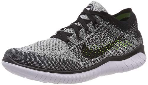 Nike Men's Free Rn Flyknit 2018 Running Shoe, White/Black, 14