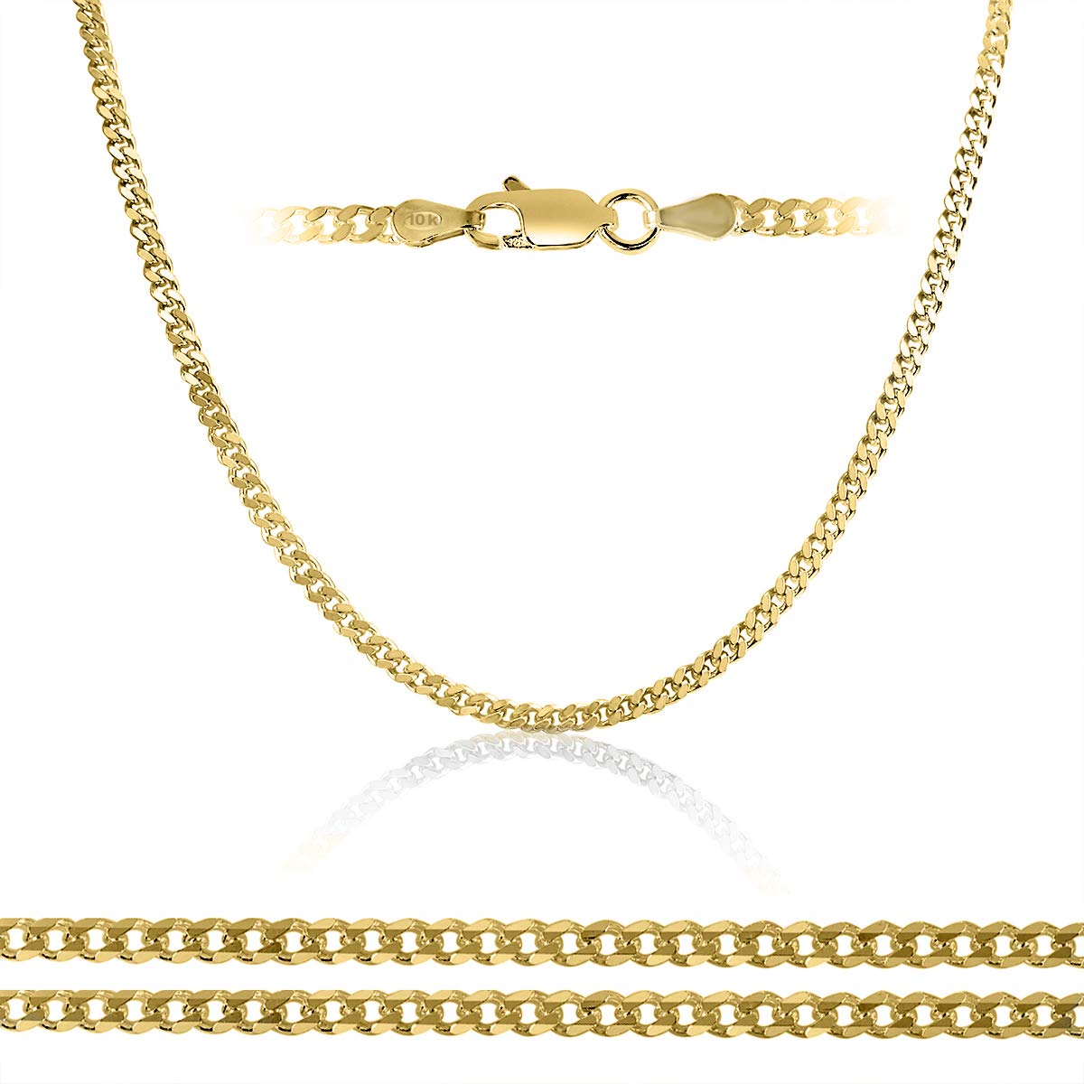 Orostar 10K Yellow Gold 3.6mm Curb Chain Necklace, 7" - 30" (18)