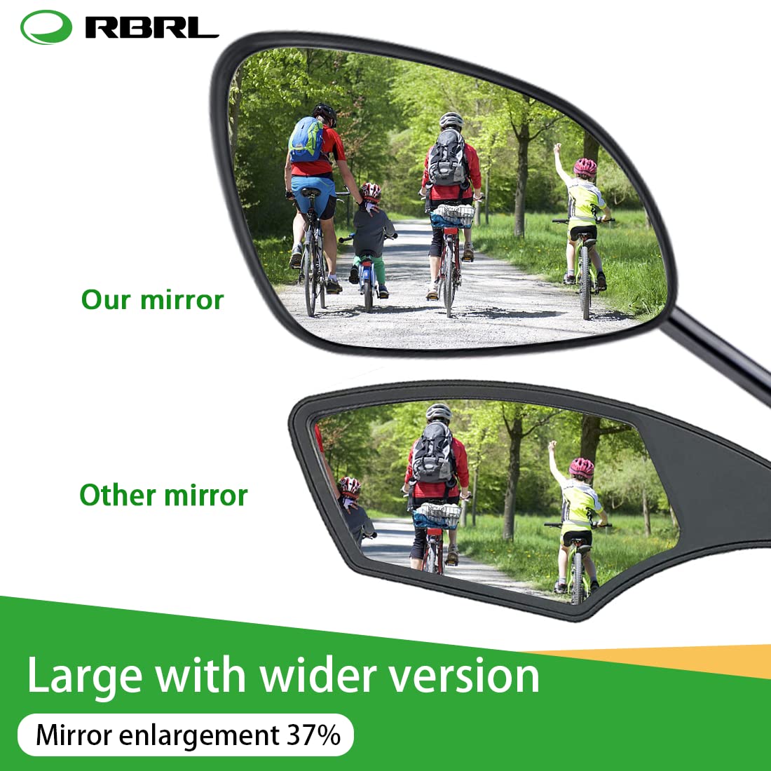 RBRL new handlebar bicycle mirror, high-definition explosion-proof adjustable and rotatable bike mirror, safety glass mirror, rearview mirror (Black-A set, A set)