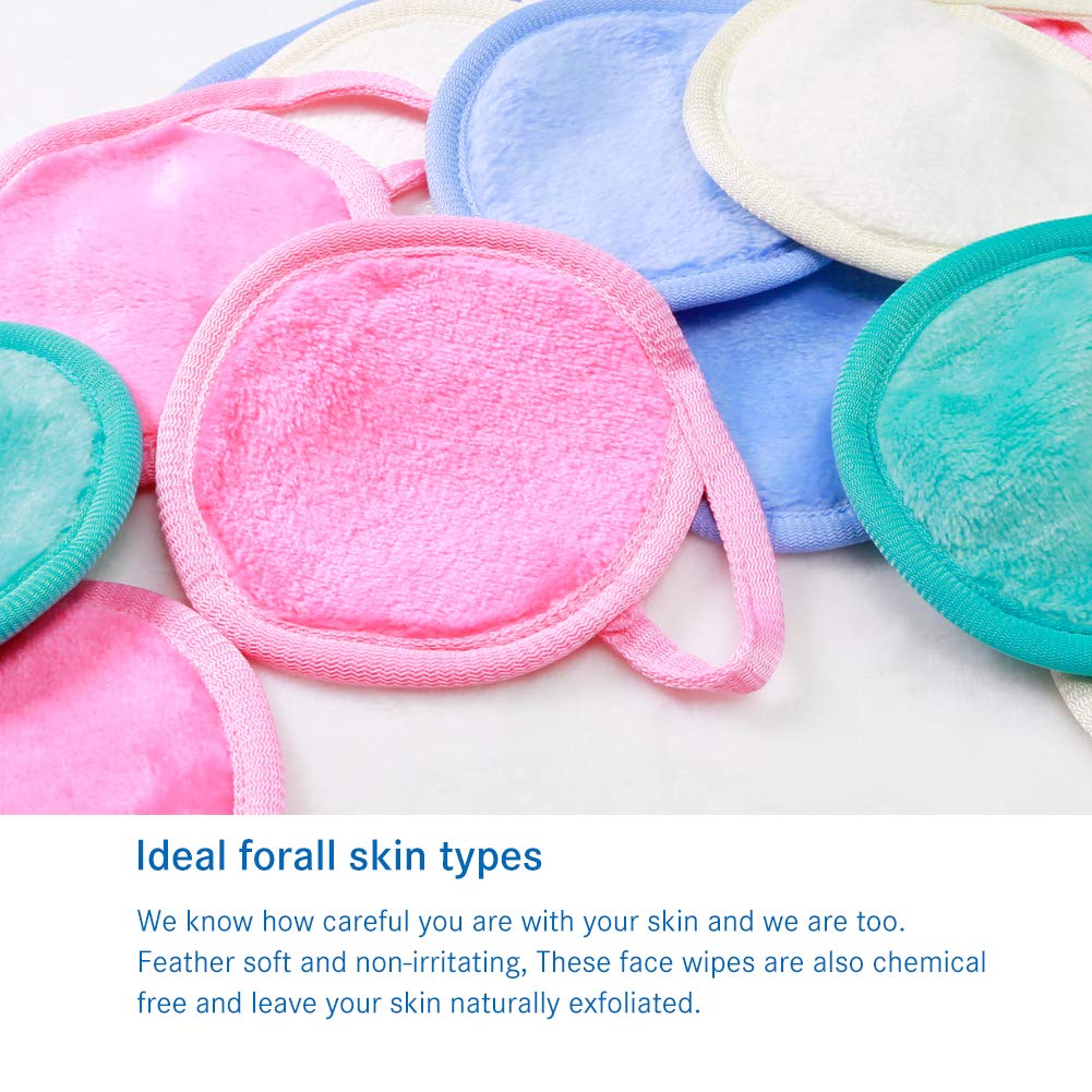 Nugilla Reusable Makeup Remover Pads, 16 Packs Microfiber Towel Clean Skin Face Towels, Makeup Remover Cloth, Fast Drying Washcloth Absorbent Cloth Face Wash Cloth Face Cleansing Cloth