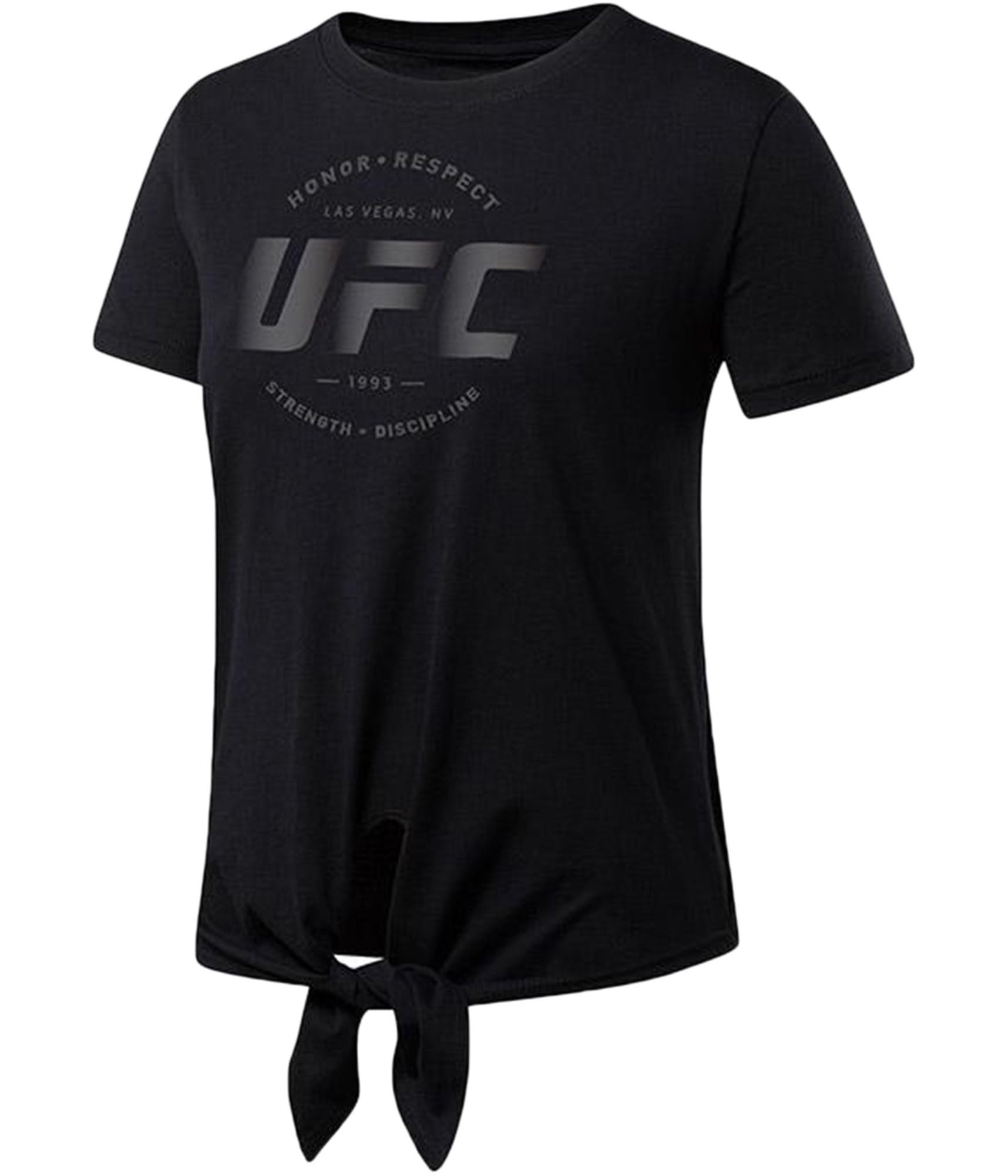 Reebok Womens Tie Front Graphic T-Shirt, Black, Medium