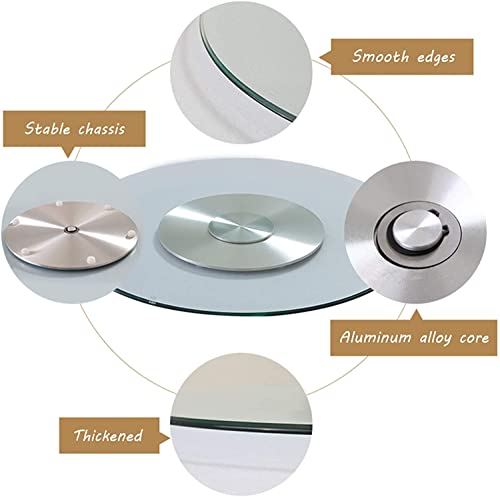 Round Glass Table Top | Tempered Glass Lazy Susan Turntable | 23"~47″ Diameter Premium Round Circular Tempered Glass Turntable | Rotating Serving Plate (Size : 60cm/23in)