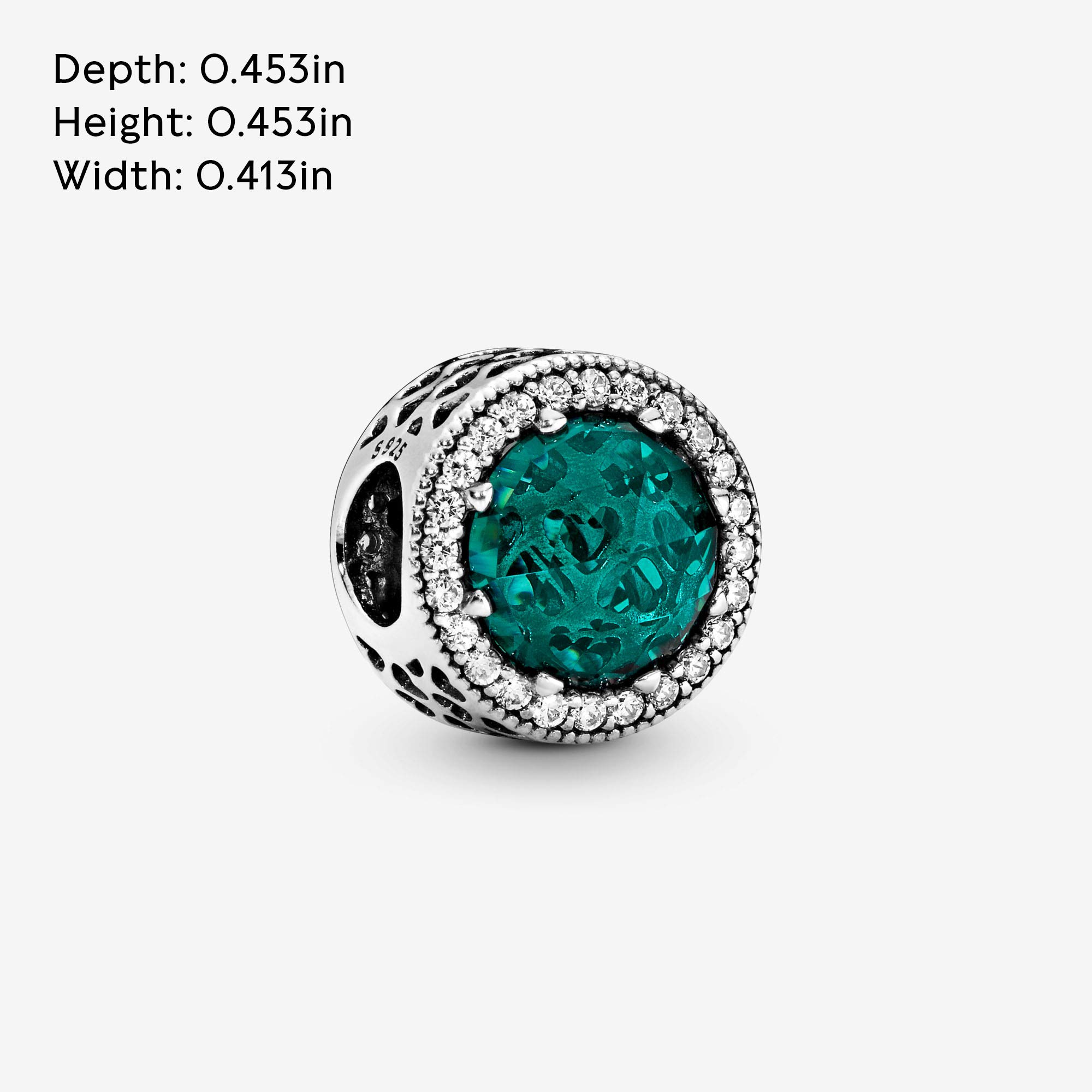 Pandora Jewelry Sparkling Sea Green Crystal and Cubic Zirconia Charm in Sterling Silver, No Box