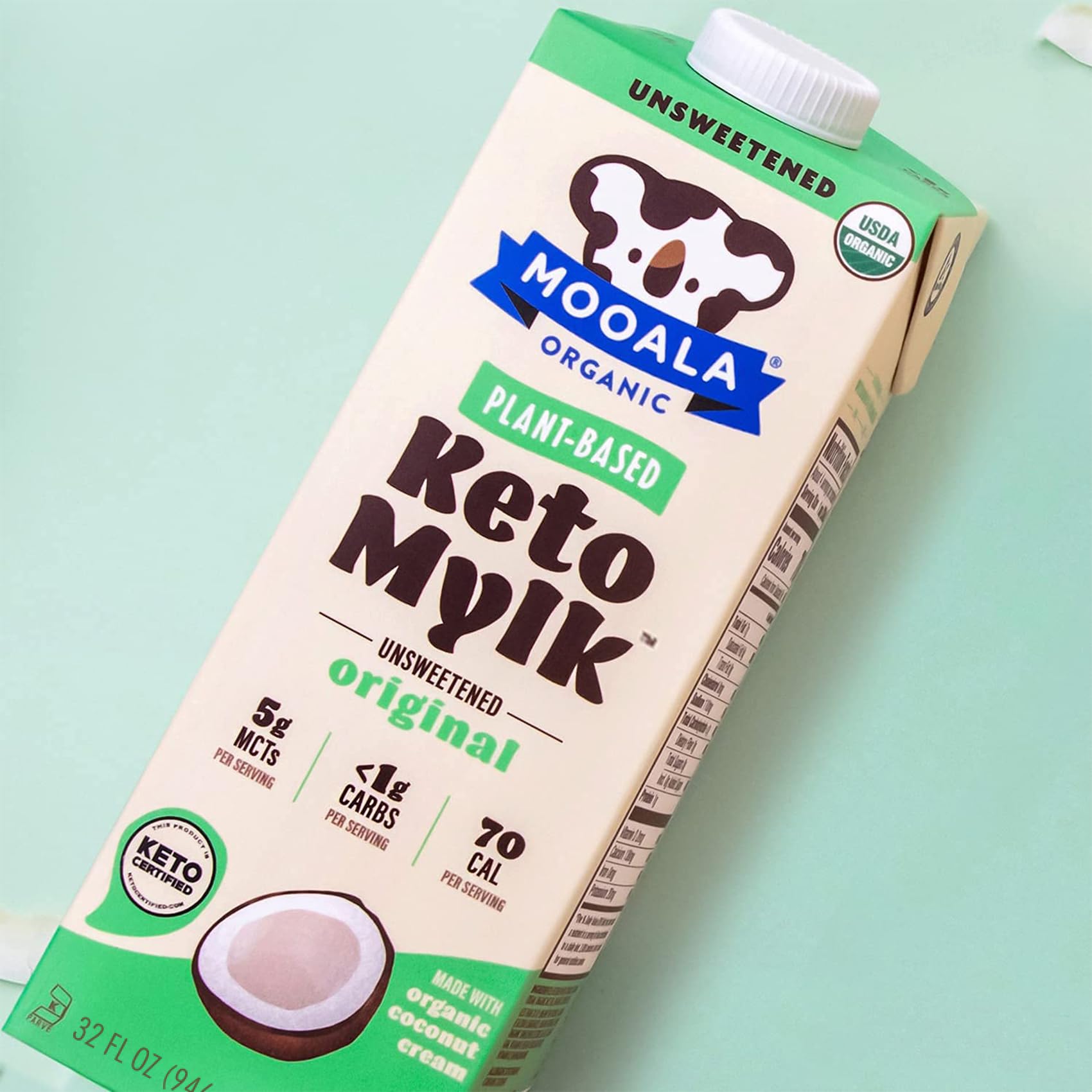 Mooala - Organic Original Keto Mylk, 1L (Pack of 6) β Shelf-Stable, Non-Dairy, Gluten-Free, Soy-Free, Plant-Based Milk With