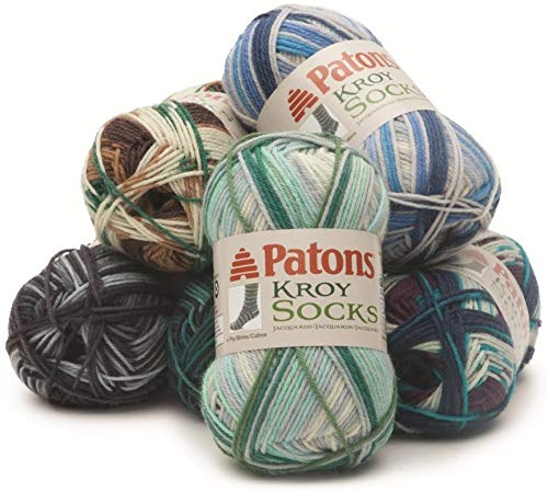 Patons Kroy Socks Yarn, 2-Pack, Blue Brown Marl Plus Pattern