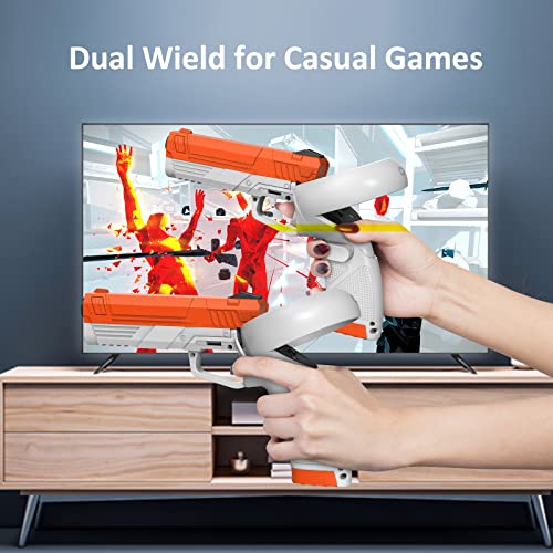 VirtualBuff Dual Gun Stock Attachment for Meta Oculus Quest 2 Controllers, Real-life Pistol Weight, VR Accessories to Enhance FPS Gaming Experiences