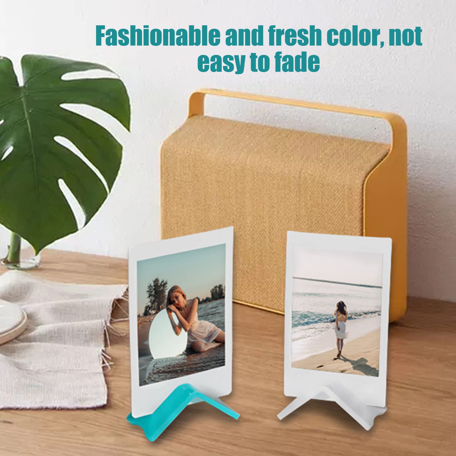 Photo Holder, High Durability Acrylic Photo Holder Decorative Reusable V Shape Stable for Dorm (Blue)