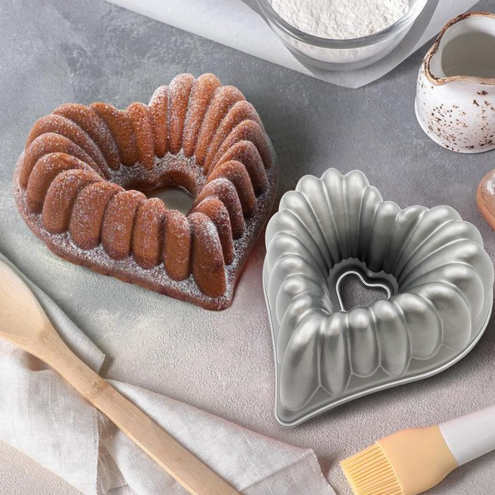 WBJKZJD Charlotte Cake Mold Aluminium Kitchen Accessories Decoration Christmas Wedding Family 3D Charlotte Cake Pan (Love heart shape)