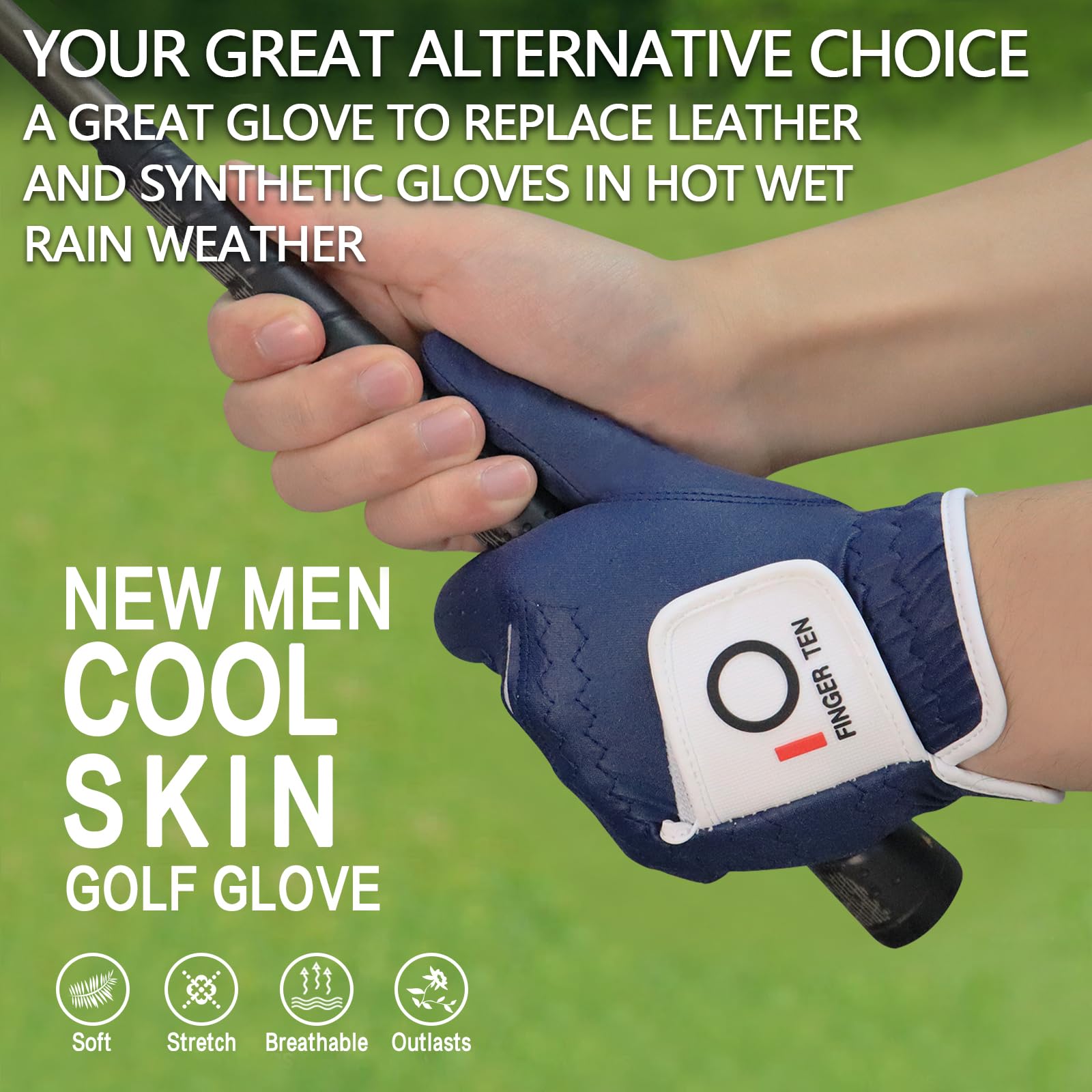 VEASAERS Golf Gloves Men Right Handed Golfer Left Hand All Weather Grip Soft Comfortable Mens Golf Glove Fit Size Small Medium ML Large XL