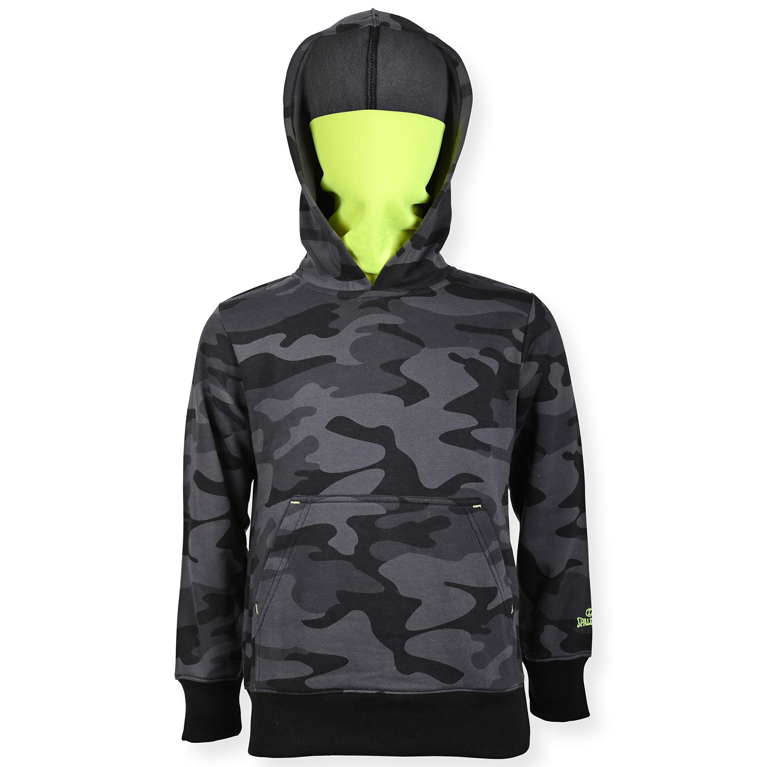 Spalding Boy’s Ninja Hoodie and Jogger Pant Set with Built in Face Gaiter, Black Camo, Size 10/12