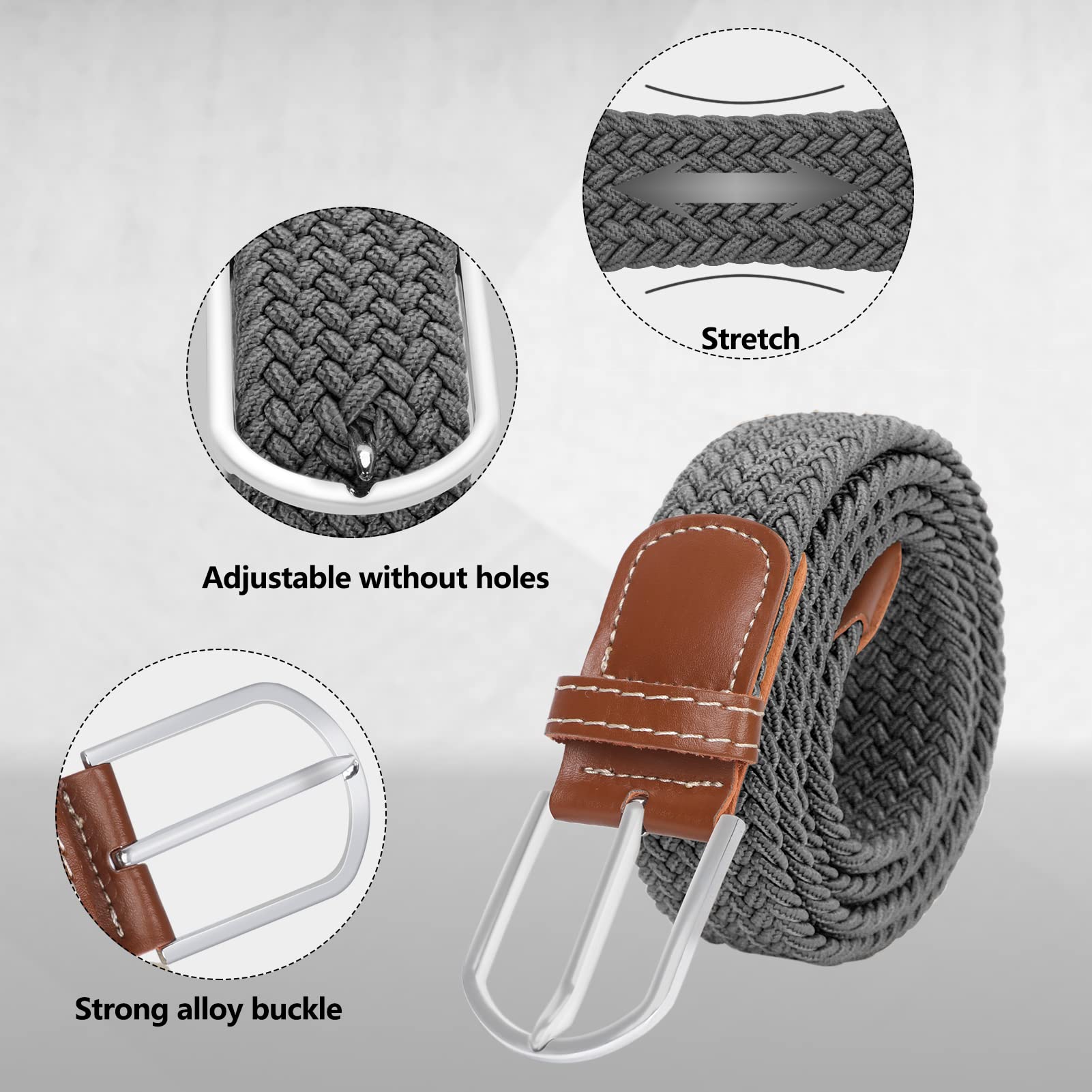 Unaone Elastic Braided Belt, Fashion Stretch Woven Belt, Canvas Woven Belts for Men Women