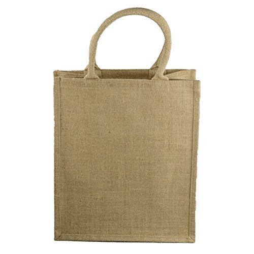 Natural Jute Burlap 6 Bottle Wine Tote Bag Reusable Jute Wine Carrier w/Divider (1)