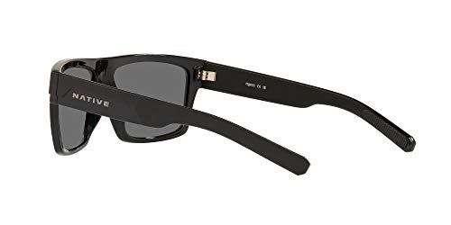Native Eyewear El Jefe Polarized Rectangular Sunglasses, Matte Black/Gloss Black/Gray, 58 mm
