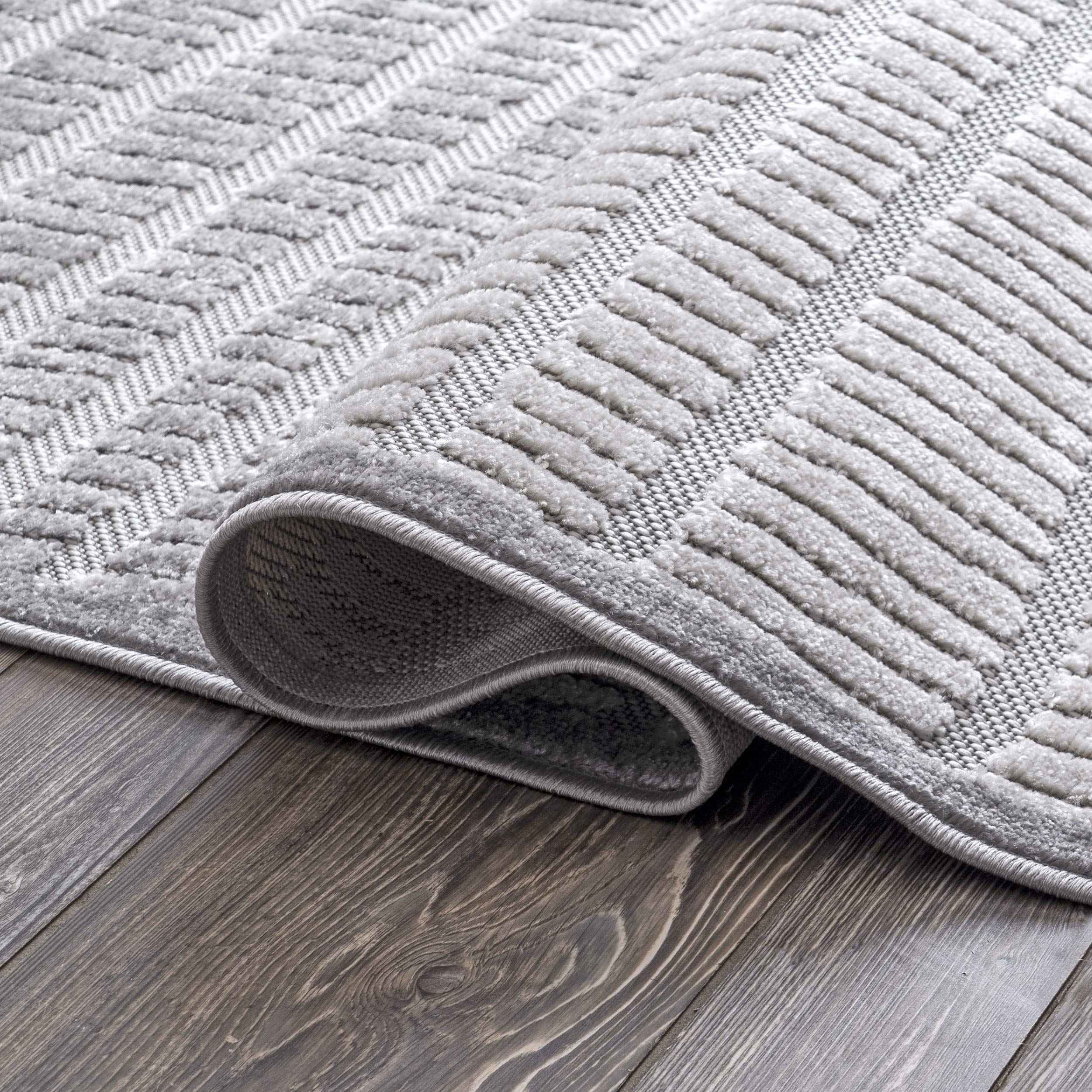 nuLOOM Danna Textured Stripe Indoor/Outdoor Area Rug, 5x8, Grey