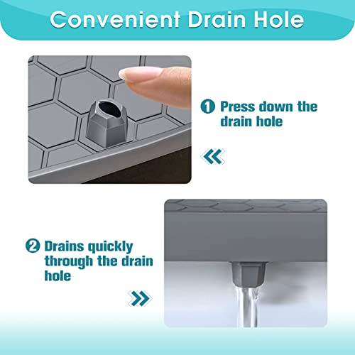 Under Sink Mat for Kitchen, 34" x 22" Silicone Tray for Bottom of Kitchen Cabinet to Protector for Drips Leaks Spills, Waterproof Under Sink Liner - Hold up to 2.5 Gallons