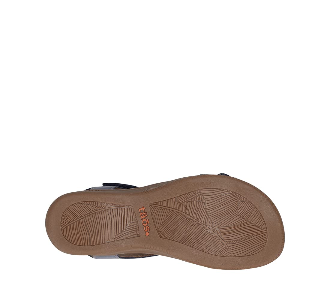 Taos The Show Premium Leather Women's Sandal - Experience Everyday Style, Comfort, Arch Support, Cooling Gel Padding and an Adjustable Fit for Exceptional Walking Comfort Dark Blue 8 (M) US