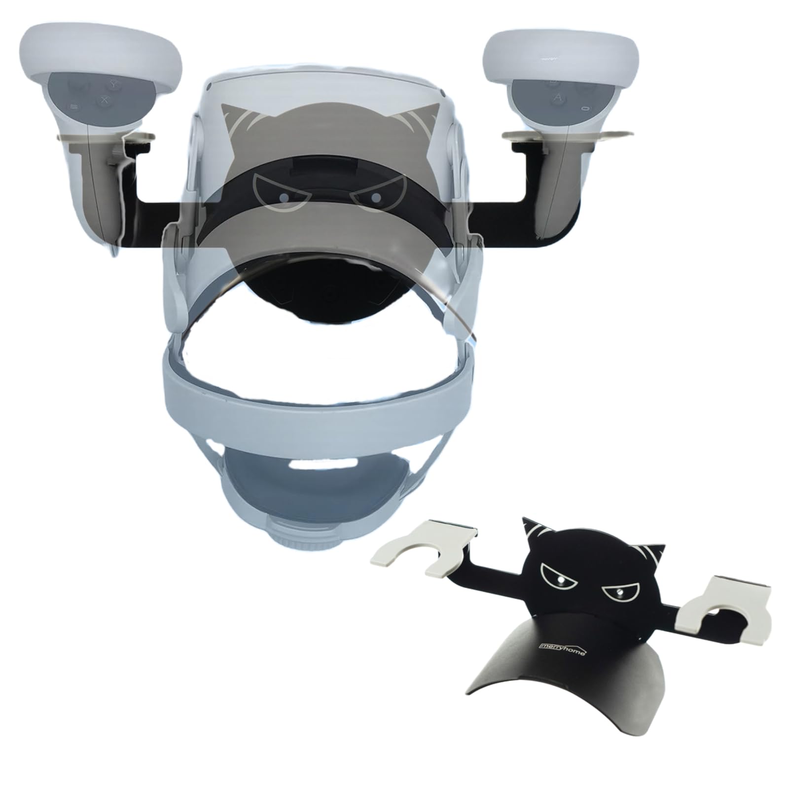 VR Stand, Wall Mount, Accessories, Mount, Metal, Black, for Quest 1, 2, pro, Headset and Toucher Controller Display Stand (Merryhome Design, Vive Cartoon)