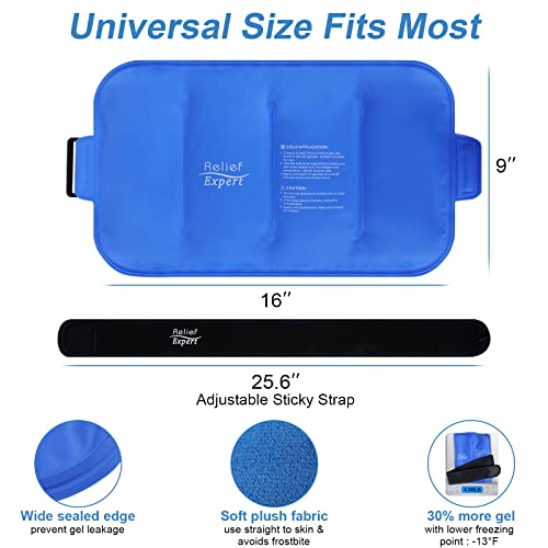Relief Expert Ice Pack for Injuries Reusable(16" x 9") Gel Cold Pack for Lower Back, Shoulder, Knee, Hip Pain Relief, Cold Compress for Swelling, Bruises – Flexible