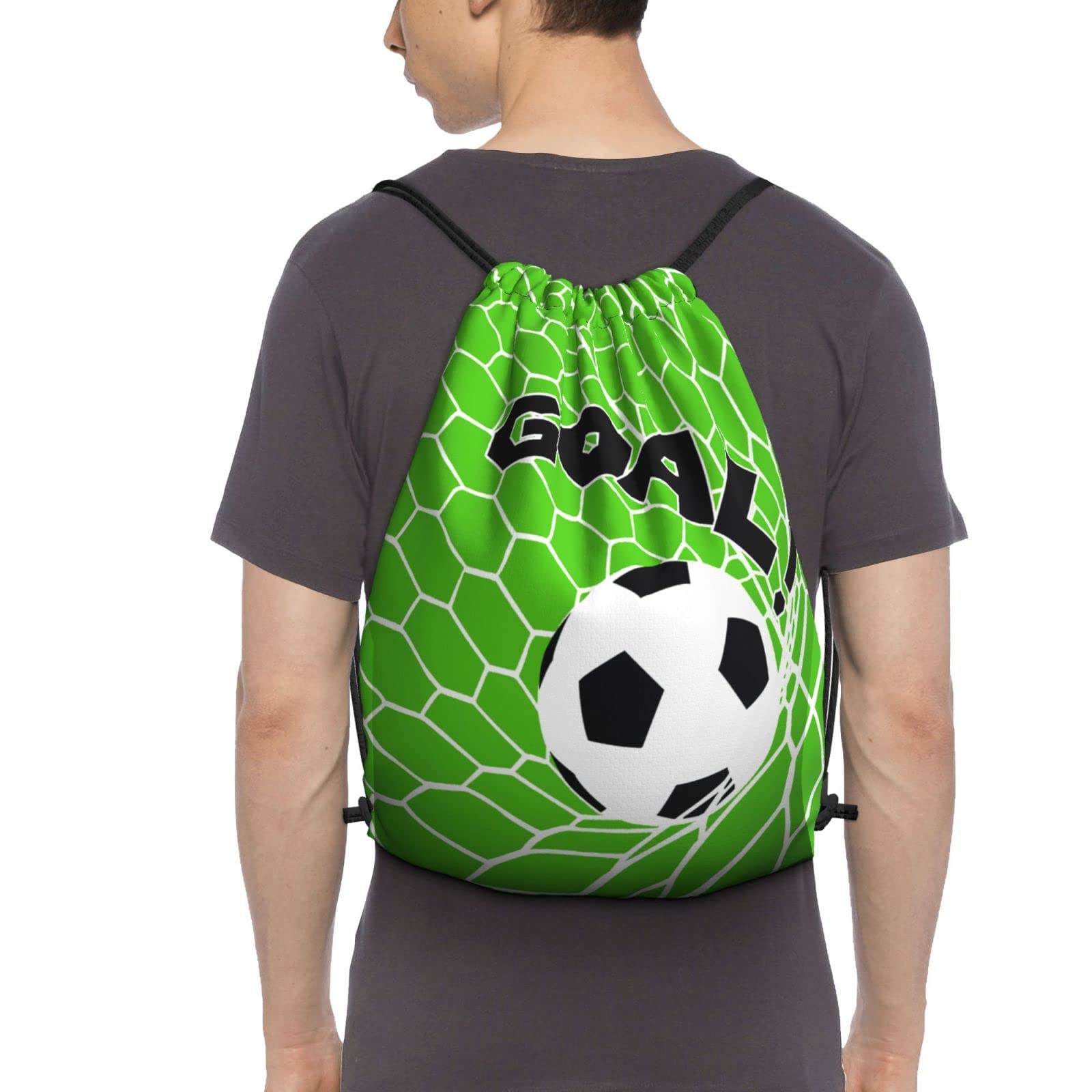Soccer Drawstring Backpack Water Resistant String Bag Travel Sport Gym Bags One Size