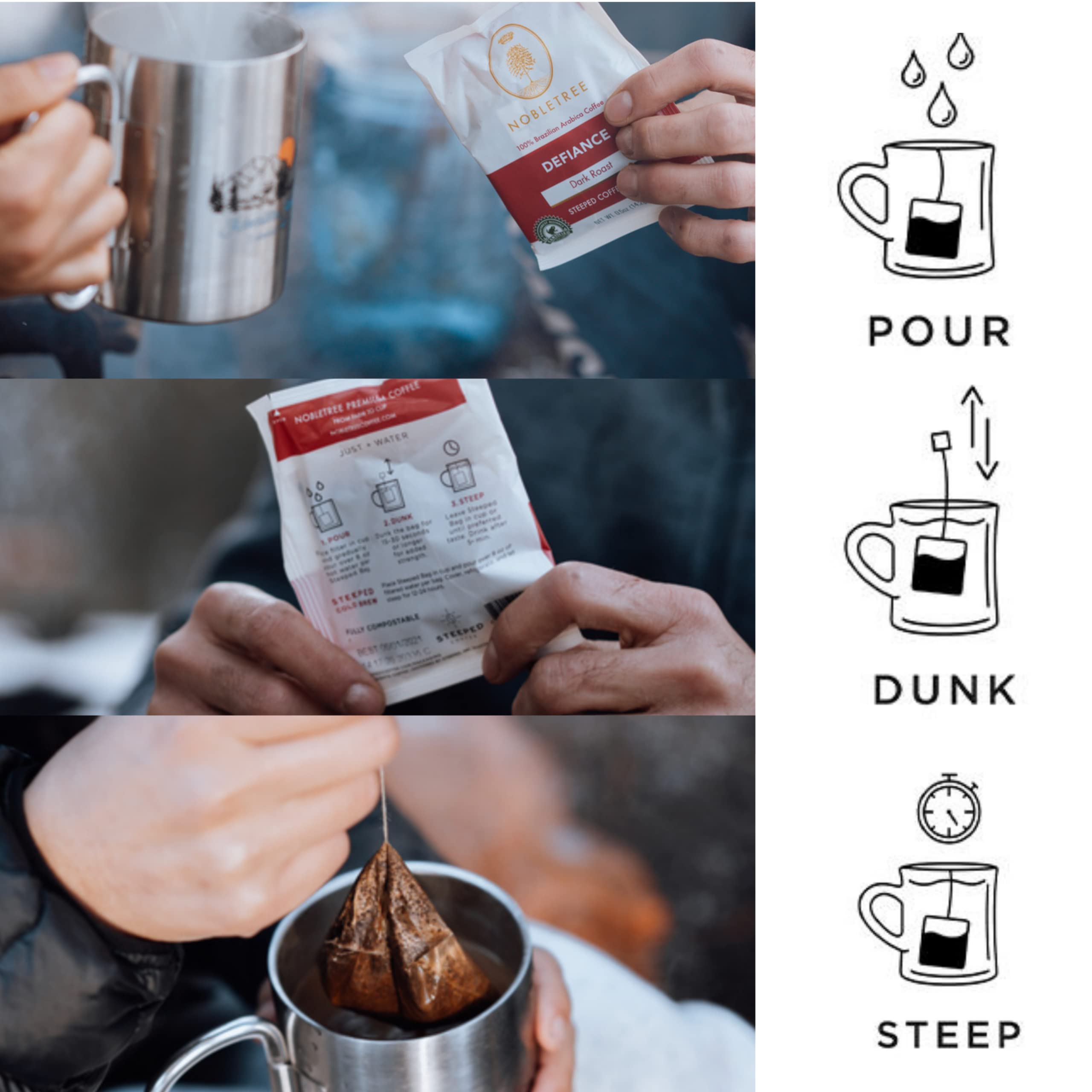 Nobletree Defiance Steeped Single Serve Coffee, Dark Roast - 10 Bags