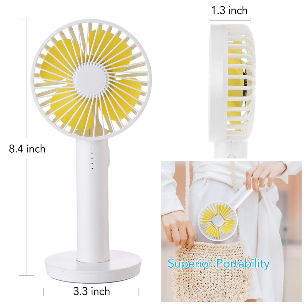 Mini Portable Handheld Fan with Makeup Mirror, 2 in 1 USB Small Desk Fan, 2000mAh Rechargeable Battery, 5 - Speed Mode Super Wind Personal Fan for Office, Home, Traveling, Outdoor