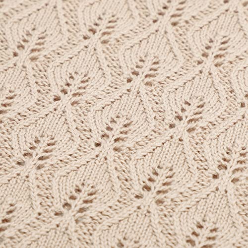 mimixiong 100% Cotton Baby Blanket Knit Cellular Toddler Blankets for NewBron Baby Light Camel 40x30 Inch