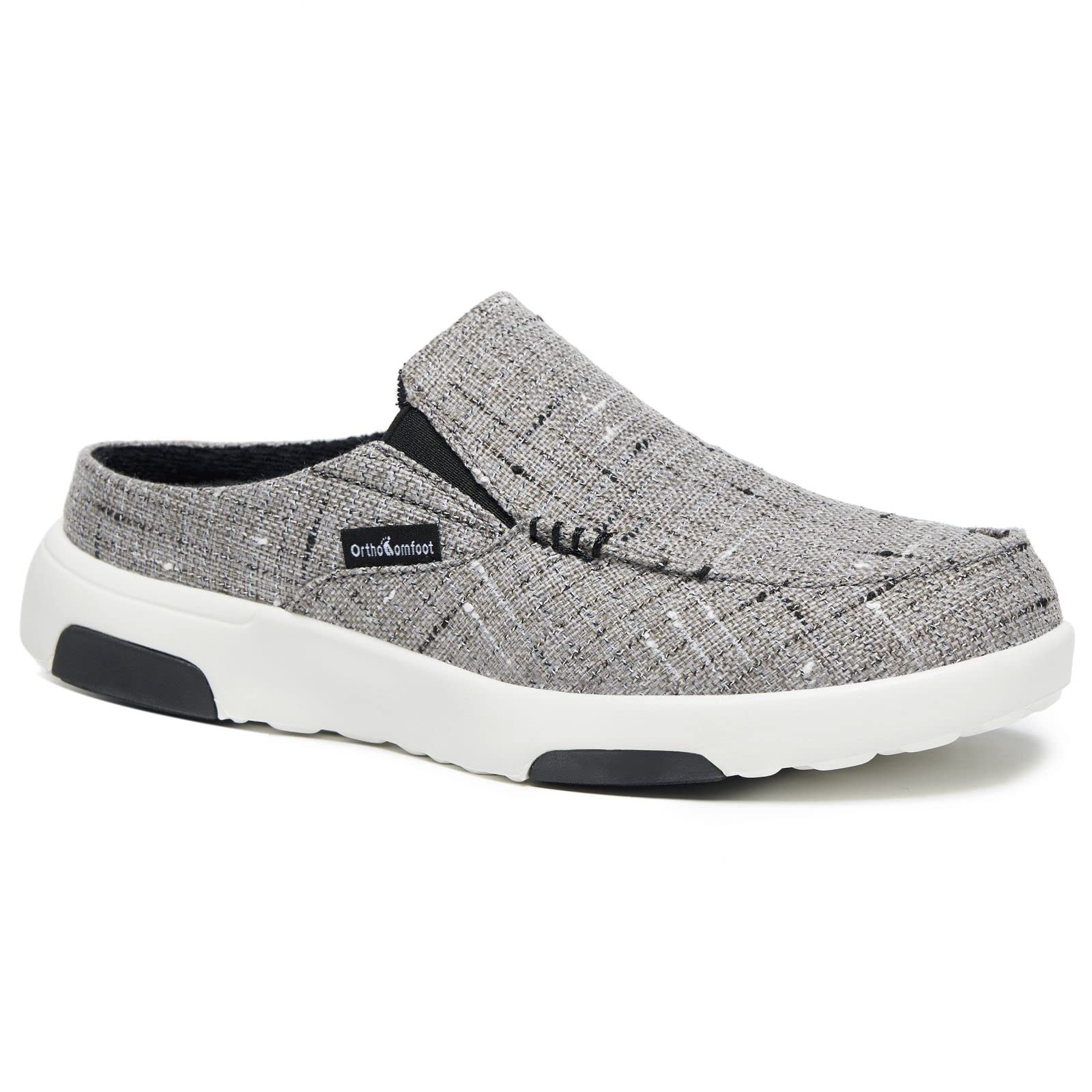 OrthoComfoot Womens Orthopedic Comfy Slippers for Bunion, Arch Support Slip On Shoes, Comfortable Athletic Walking Shoes for Heel and Foot Pain Relief Dark Grey Size 10