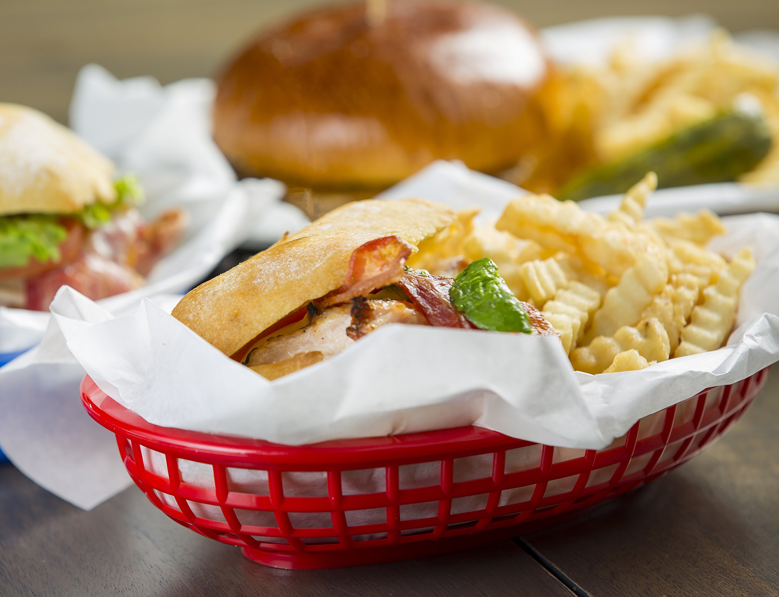Tablecraft 6 Piece Assorted Sandwich & Fry Basket Set, 9", Red & Yellow