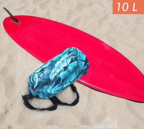 snailman Waterproof Dry Bag for Women Men, Roll Top Lightweight Dry Storage Bag Backpack with Phone Zipper Pocket (Banana leaf, 10L)
