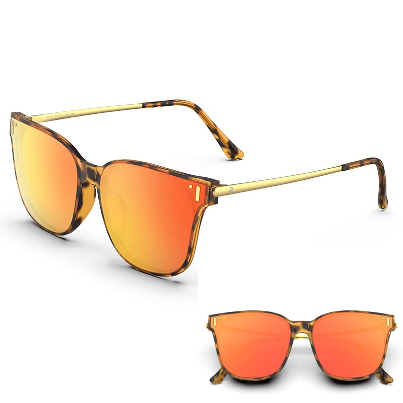 WOOLIKE Women Sunglass Oversized - Polarized UV 400 Protection for Driving & Traveling, Trendy Fashion Square Design with Enlarged Glasses Legs & Hollow Elements TR90