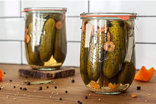 Weck Jars - Weck Tulip Jars 1 Liter - Sour Dough Starter Jars - Large Glass Jars for Sourdough with Glass Lid, Wide Mouth - Suitable for Canning and Storage - 4 Jars